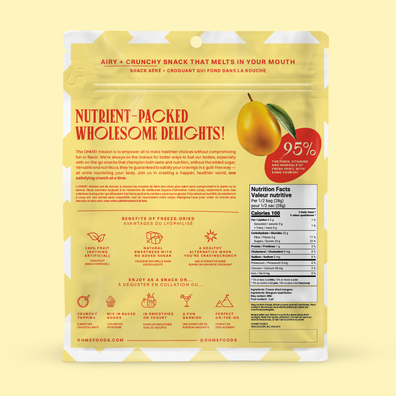 Irresistible Freeze Dried Sliced Mango | OHME! Foods US & Canada