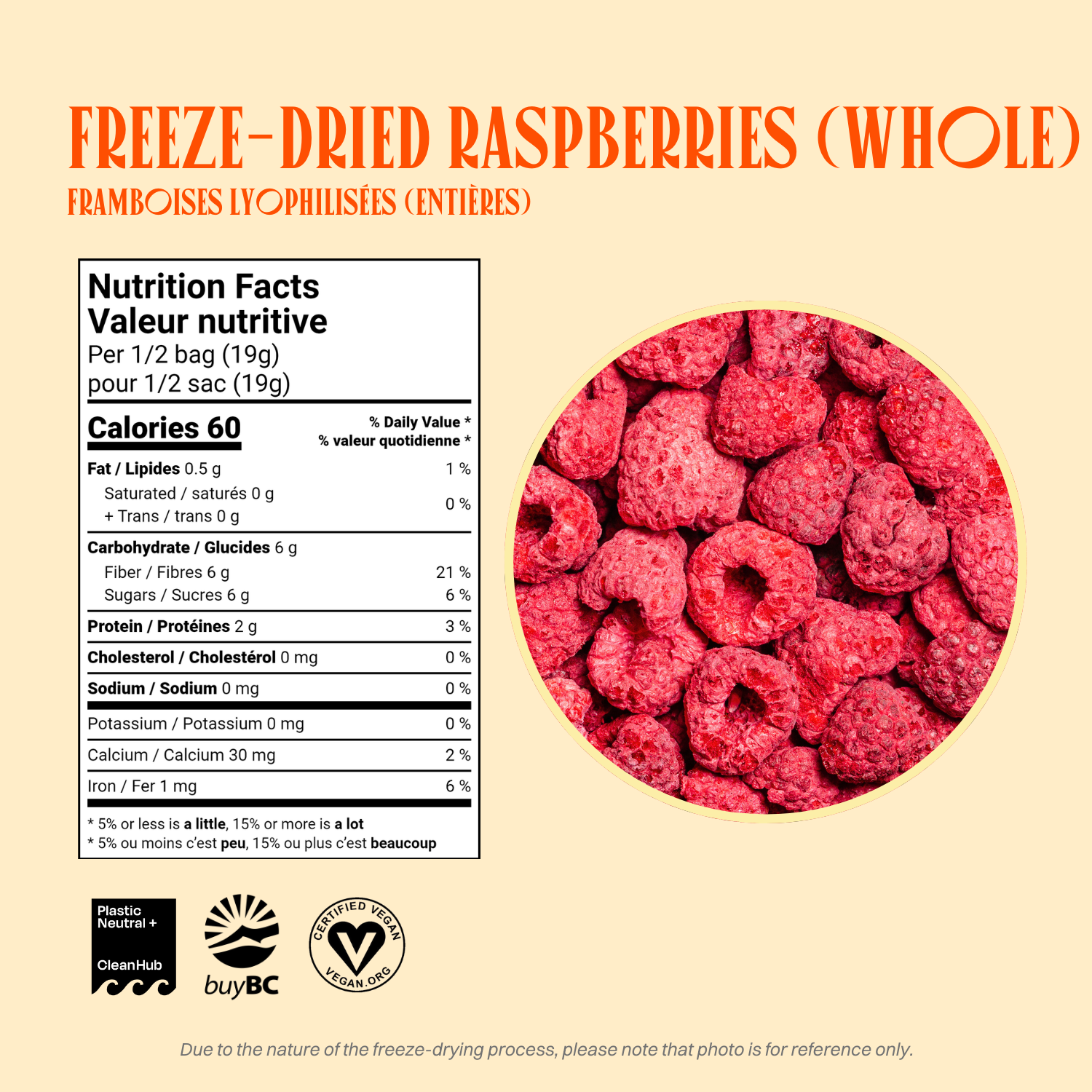 Tart Freeze Dried Raspberries | OHME! Foods US & Canada